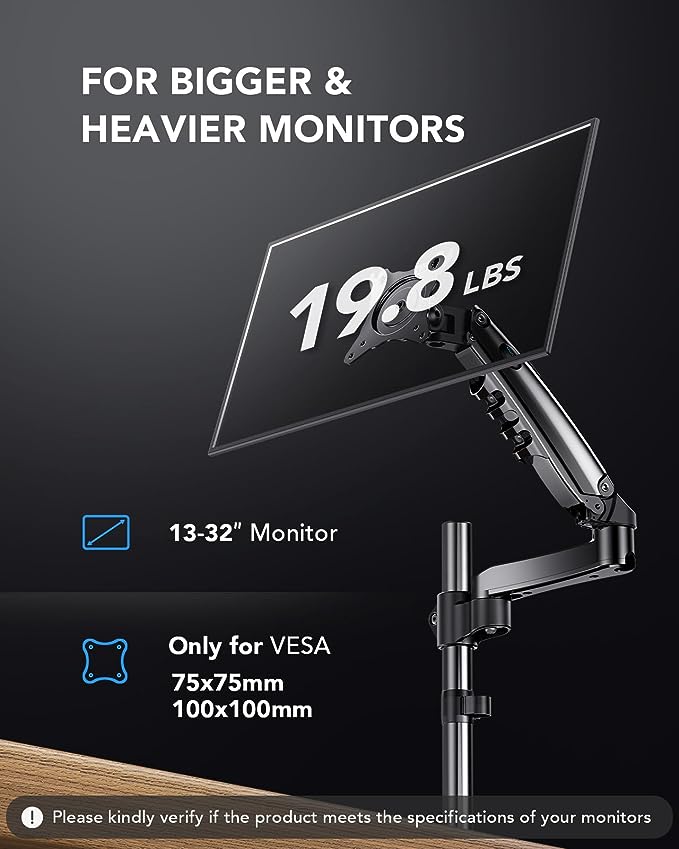 HUANUO Single Monitor Stand, Adjustable Spring Monitor Desk Mount ...